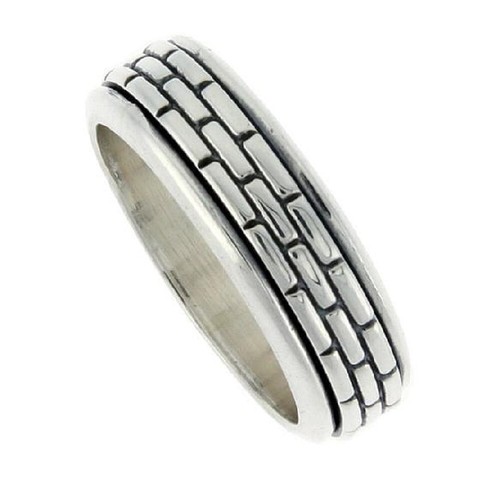 Handmade Sterling Silver Brick Pattern Center Spinner Ring | eBay