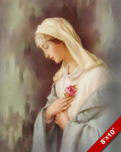 BEAUTIFUL BLESSED VIRGIN MARY CATHOLIC MYSTICAL ROSE 8X10 REAL CANVAS ...