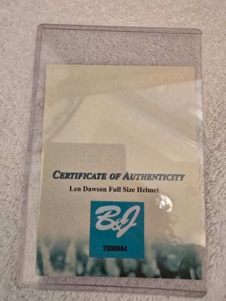 RARE AUTHENTICATED LEN DAWSON SIGNED KANSAS CITY CHIEFS FULL SIZE ...