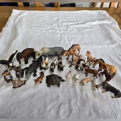 Schleich Wildlife / Farm Animal Lot Eagle, Panda, Koala, Mammoth, Dog ...