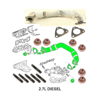 LAND ROVER EXHAUST MANIFOLD PIPE KIT DIESEL 2.7L LR3 LR4 RANGE SPORT ...