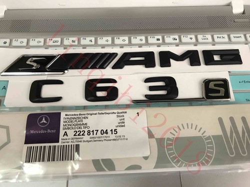 Matt black "s C63 + AMG s" Letters Trunk Emblem Badge Sticker for ...
