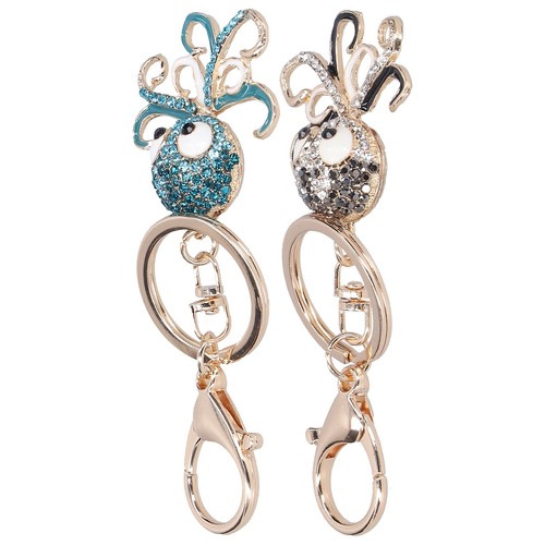 (Black+Blue)Key Chain 2PCS Zinc Alloy Key Ring Bag Pendant For Family ...