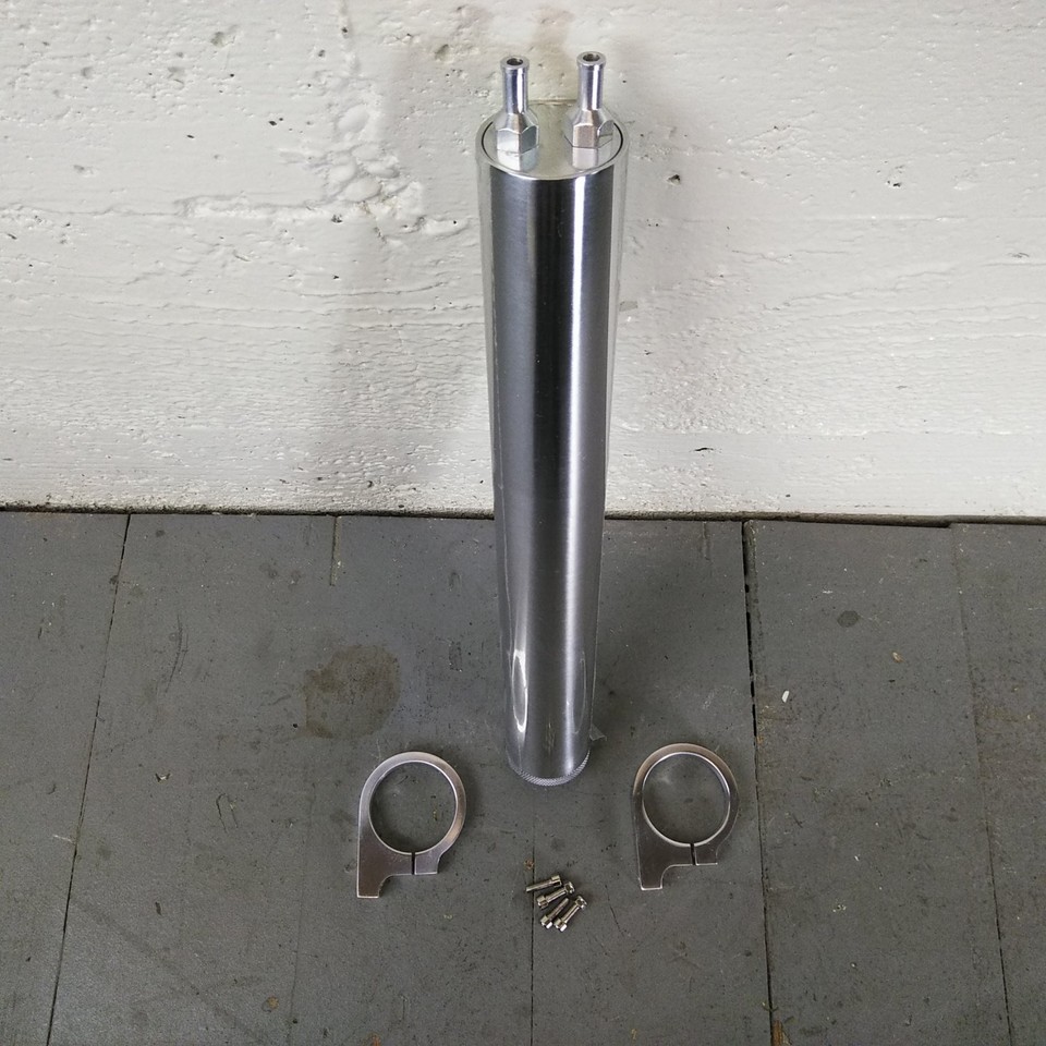 1964-73 Ford Mustang 15" Polished Aluminum Radiator Overflow Puke Tank ...