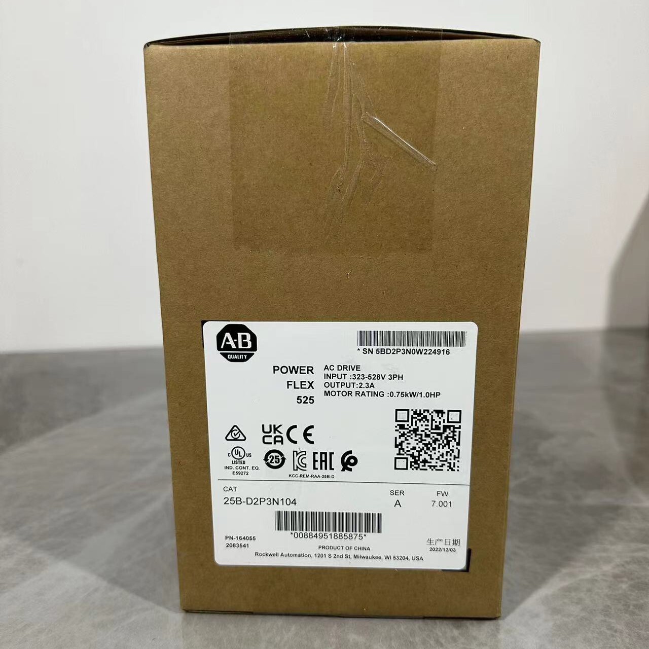 NEW AB 25B-D2P3N104 PowerFlex 525 0.75kW 1Hp AC Drive 25BD2P3N104 new ...