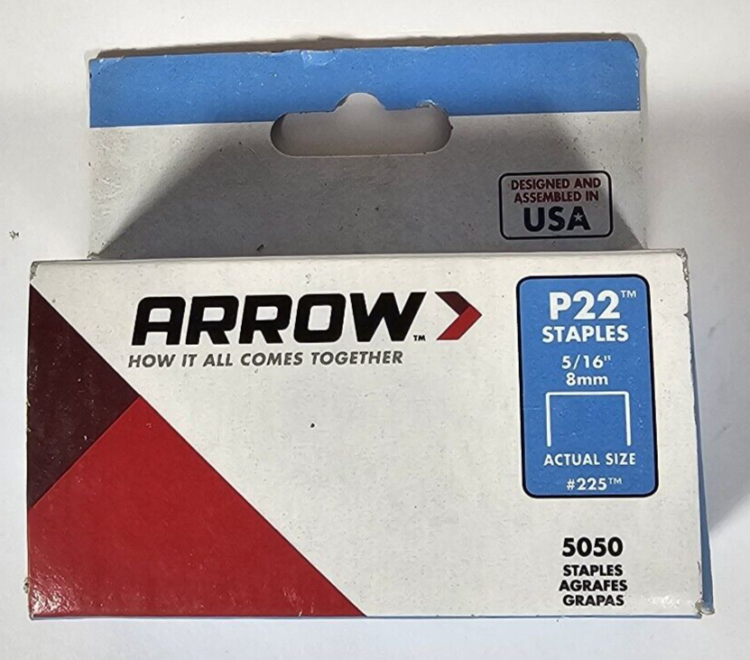 Arrow Fastener 225 Light Duty Staples, P22, 24 Ga, Flat Crown, 5/16 In ...
