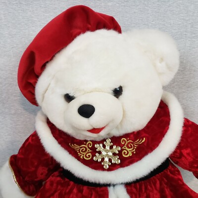 Snowflake Teddy Bear Plush Stuffed LARGE Christmas White 2000 Vintage ...