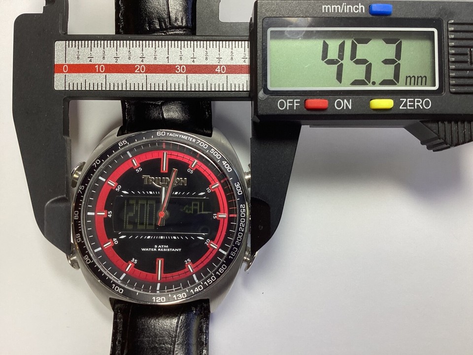 Triumph Motorcycle Mens Watch Analog Digital 45mm Silver Red Black New ...
