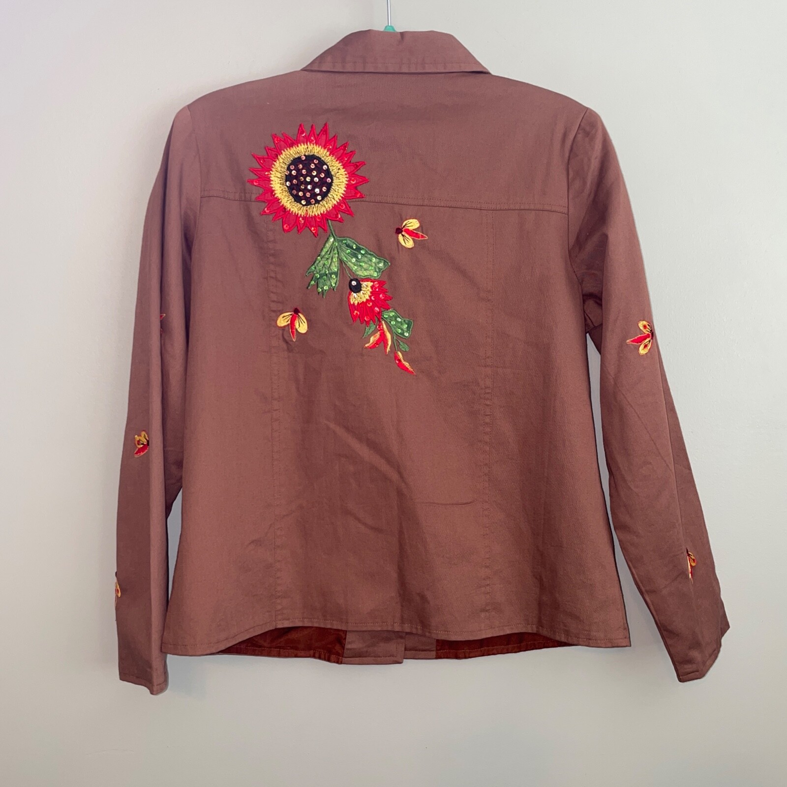 NWT Tapestry Patch Sunflower Fall Boho Beaded Embroidered Jacket Blazer ...