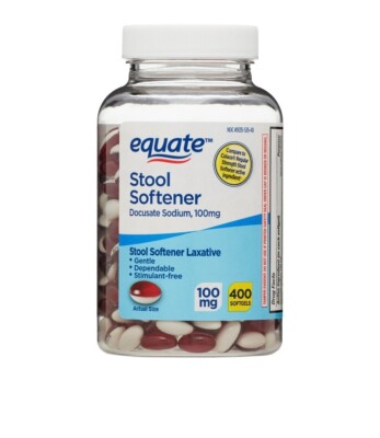 Equate Stool Softener Laxative Softgels for Constipation, 100 mg, 400 ...
