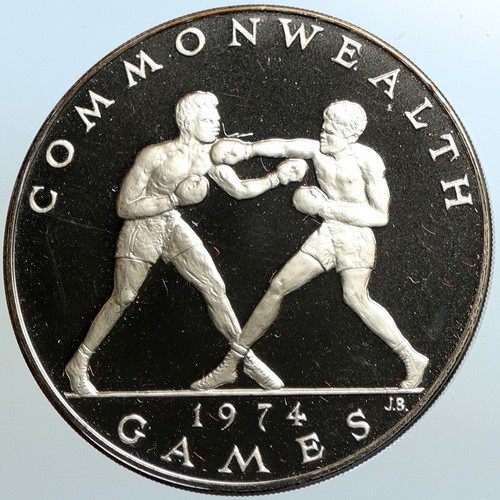 1974 SAMOA UK British Commonwealth Games Boxers Boxing OLD Silver Coin ...