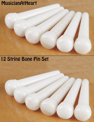 MusicianAtHeart BONE Bridge Slotted Pin Set 12 String Takamine Acoustic ...