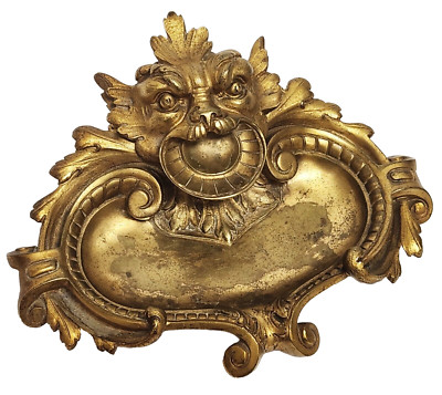 Rare Antique Gilt Bronze Foo Dog, Bacchus, Devil, Demon Inkwell Trinket ...