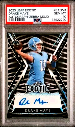2023 Leaf Exotic Autograph #/8 DRAKE MAYE Zebra Mojo Auto PSA 10 POP 1 ...