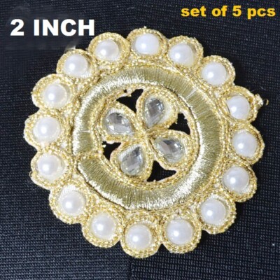 10Piece ~ 2"x2" Tall Applique ~ GOLD SILVER BULLION Designer Sewing ...