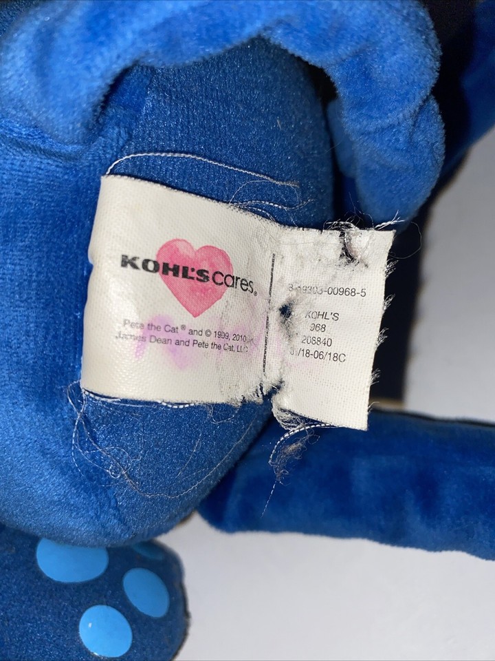 Kohls Cares Pete the Cat Plush Stuffed Animal 15" Blue James Dean Book ...