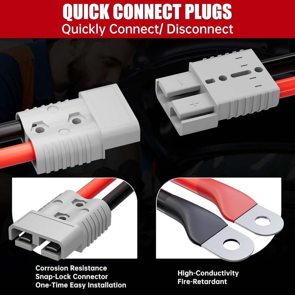 0 Gauge 30 FT Heavy Duty Jumper Cables Car Battery 1000Amp Quick ...