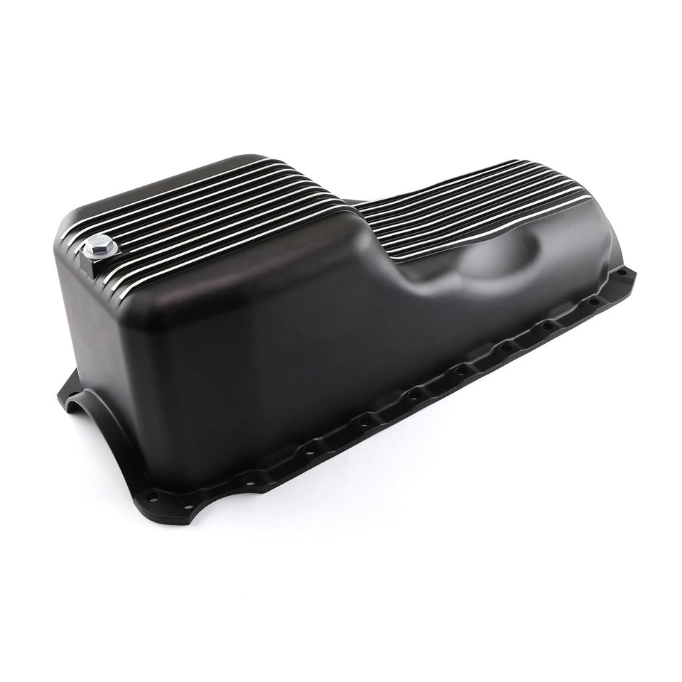 1965-90 BB CHEVY GEN 4 BLACK FINNED ALUMINUM 5 QUART OIL PAN 396 402 ...