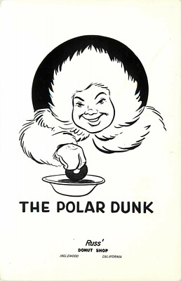 Vintage Advertising Postcard "Polar Dunk" Eskimo, Ross Donut Shop ...