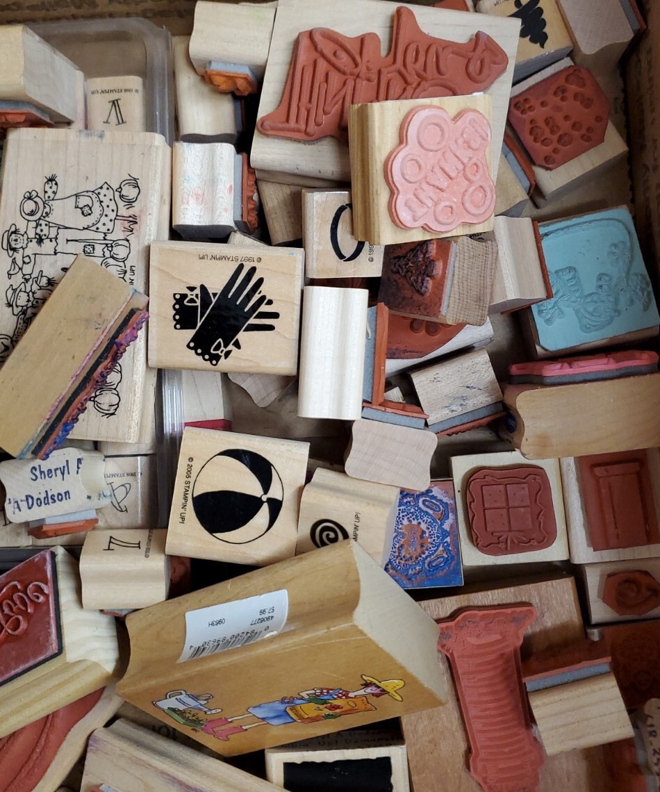 Vintage HUGE LOT of 150 Wooden Block Rubber Ink Stamps 1990s-2010 ...