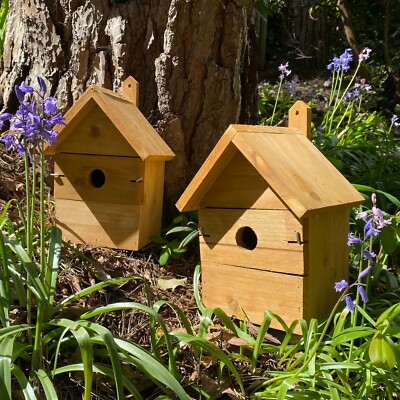 Large Wooden Multi-Hole Bird House Nest Box for Wild Garden Birds (Set ...