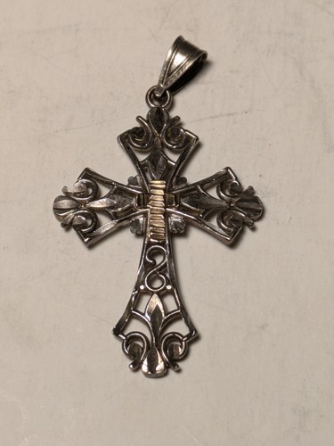 Michael Anthony Signed Sterling silver 925/14K Yellow Gold 2.45g Cross ...