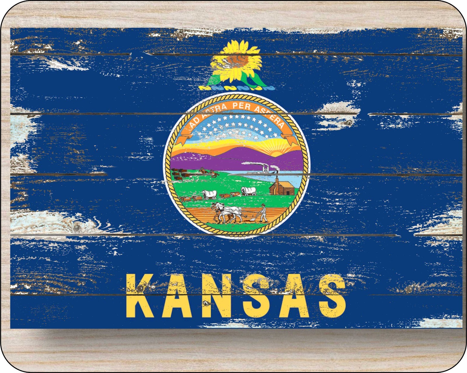 State Of Kansas Flag Old Distressed art Mousepad Computer Mouse Pad 7 x ...