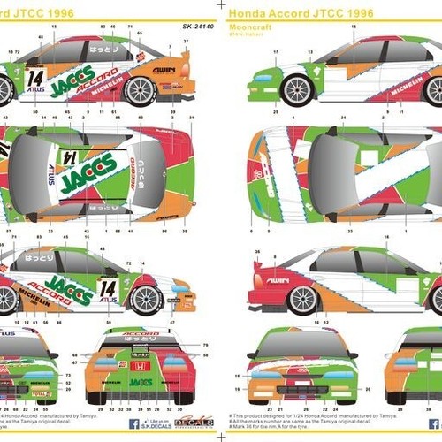 S.K. Decals SK24140 Mooncraft Honda Accord JTCC #14 1996 Decal Sheet ...