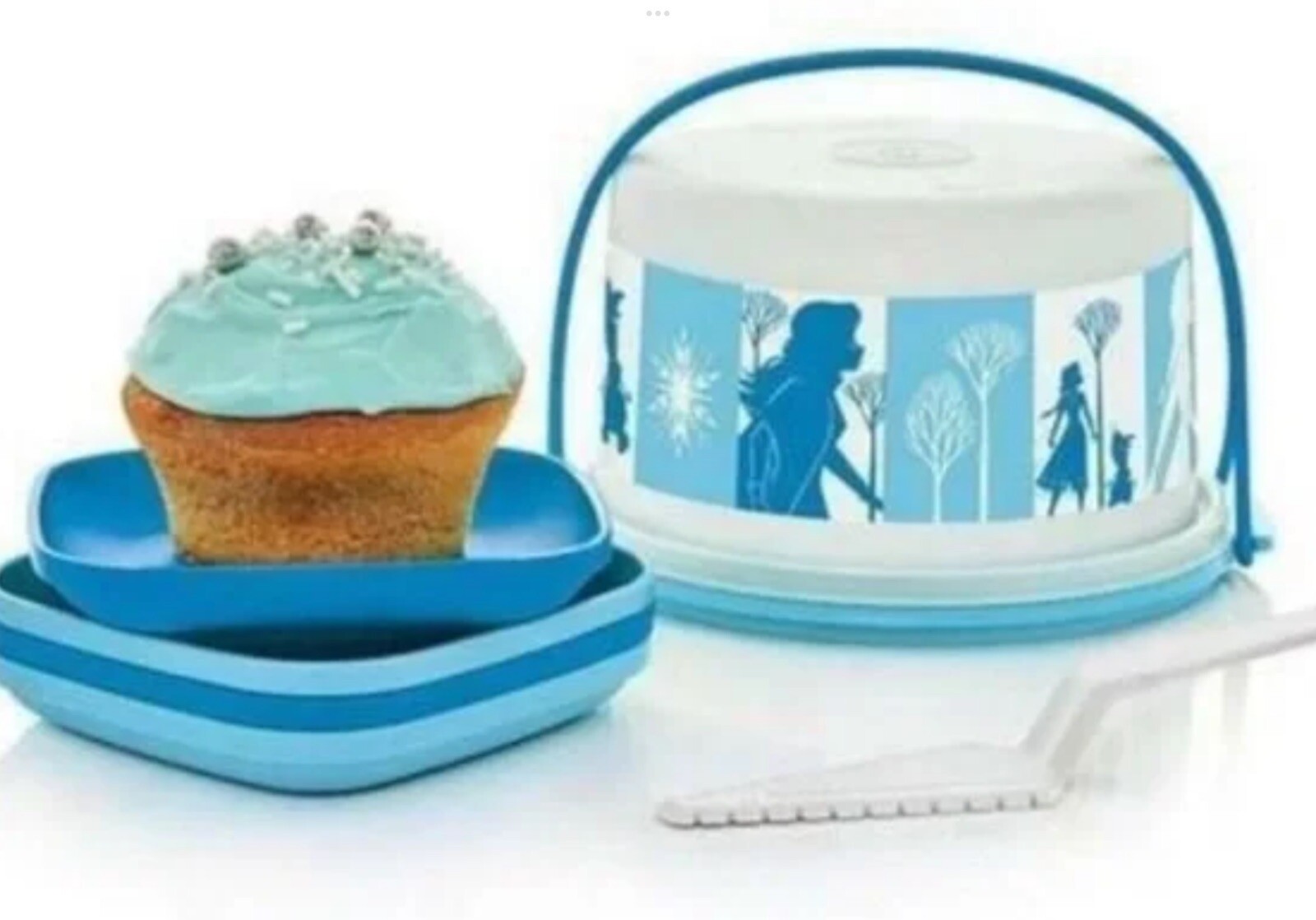 TUPPERWARE DISNEY FROZEN MINI PARTY SET CAKE TAKER SERVER PLATES KIDS ...
