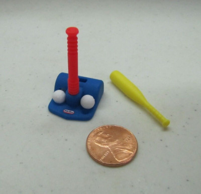 Little Tikes Miniature Totsports T Ball Set Baseball Dollhouse Mini ...