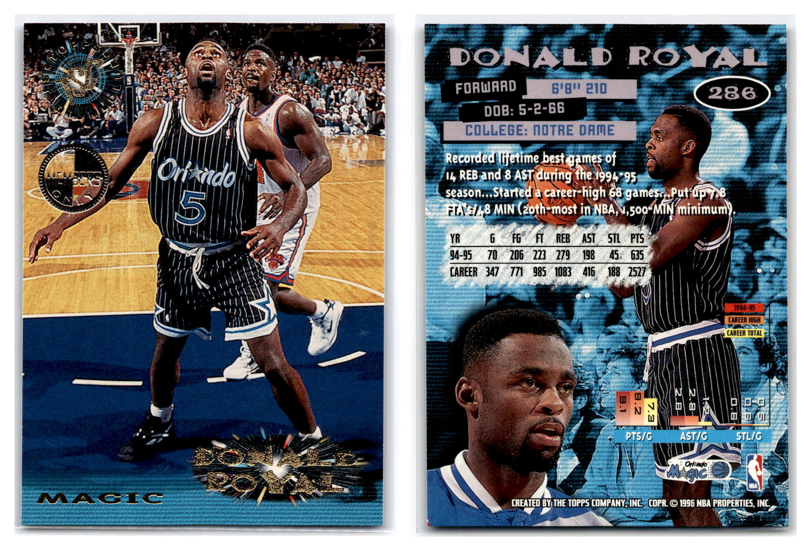 1995-96 Stadium Club Members Only #286 Donald Royal - Orlando Magic | eBay