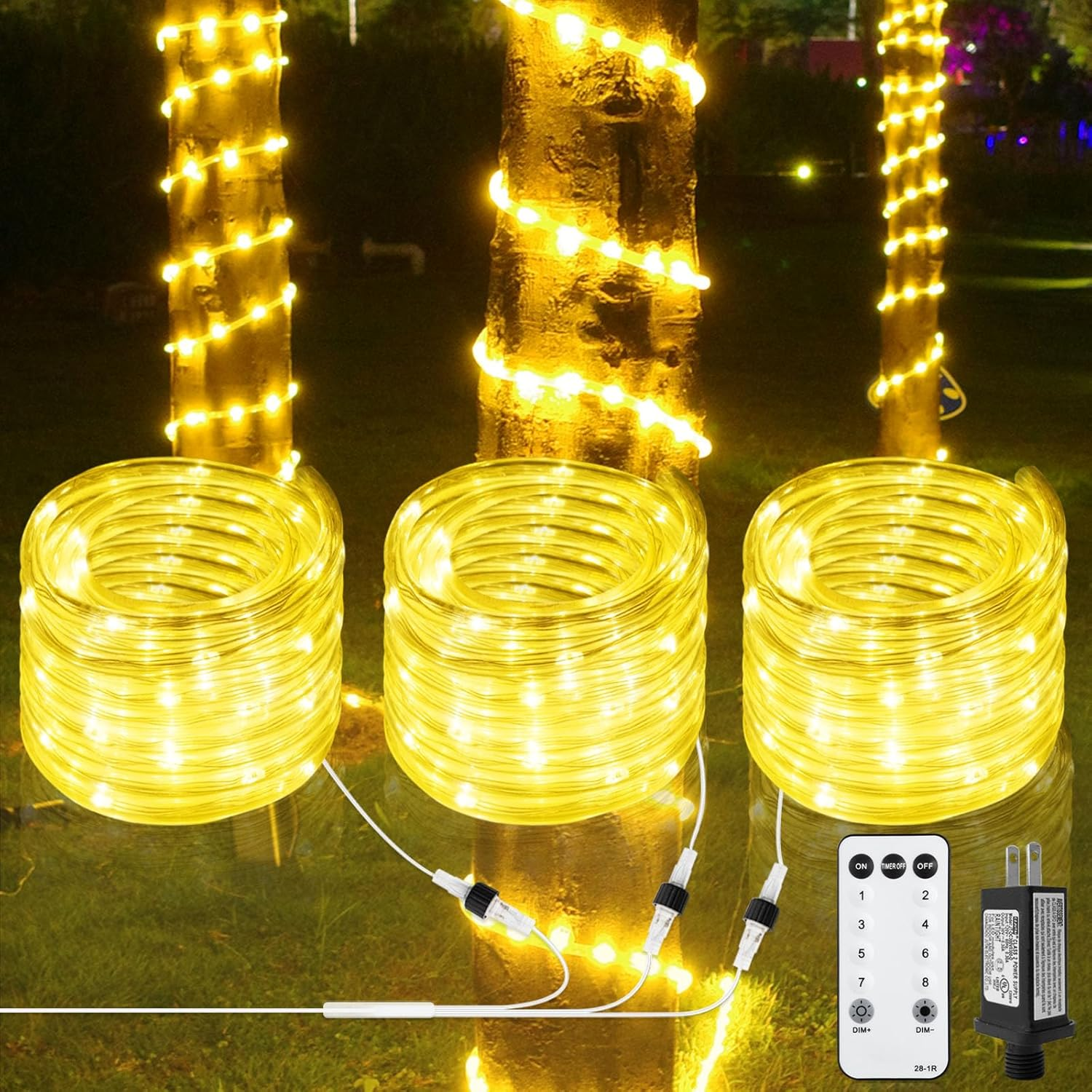 120Ft 360 LED Heavy Duty Rope Lights, Outdoor Rope Lights Plug in ...