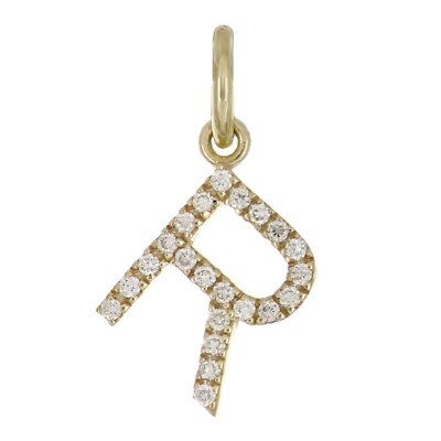 14k Yellow White or Rose Gold Diamond Initial Letter R Charm Pendant | eBay