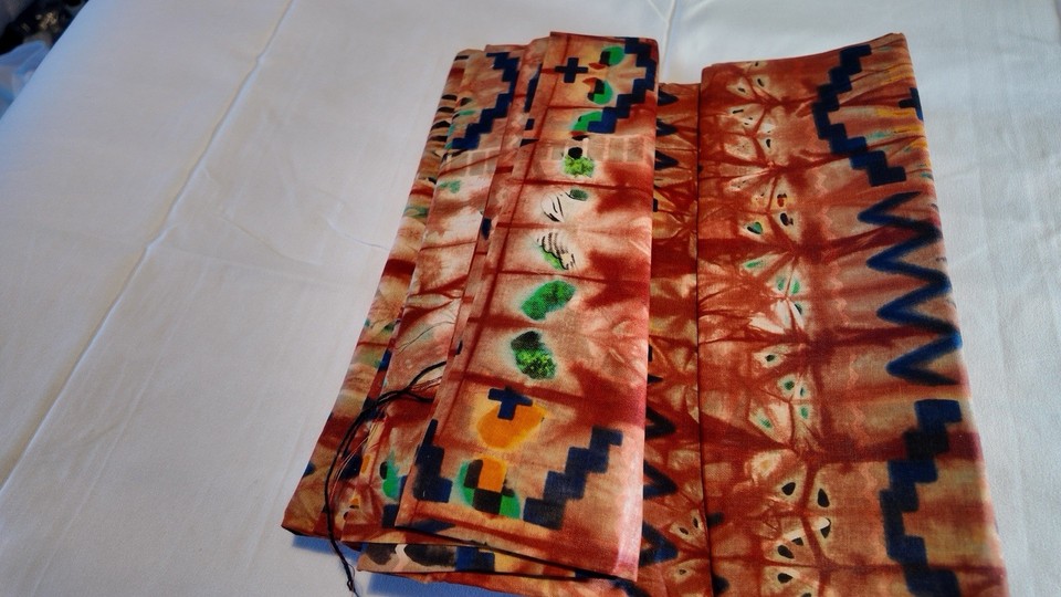 5 Yards Adire African Fabric – Rust Brown Multicolour Tie Dye Cotton ...