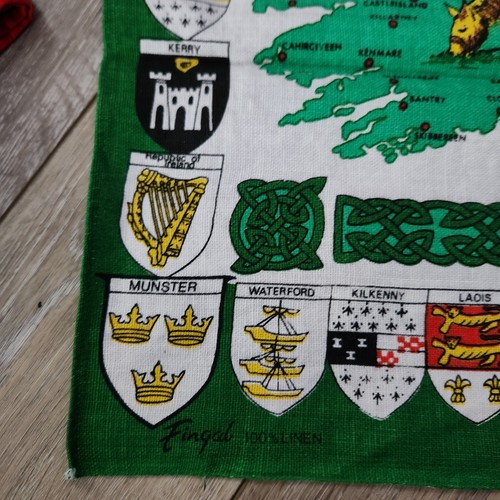 Irish Tea Towel Ireland Map Coats of Arms Made in Ireland Linen 28" x ...