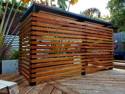 Outdoor Wood Privacy Fence, AC Cover, Pool Equipment Fence, Trash Bin ...