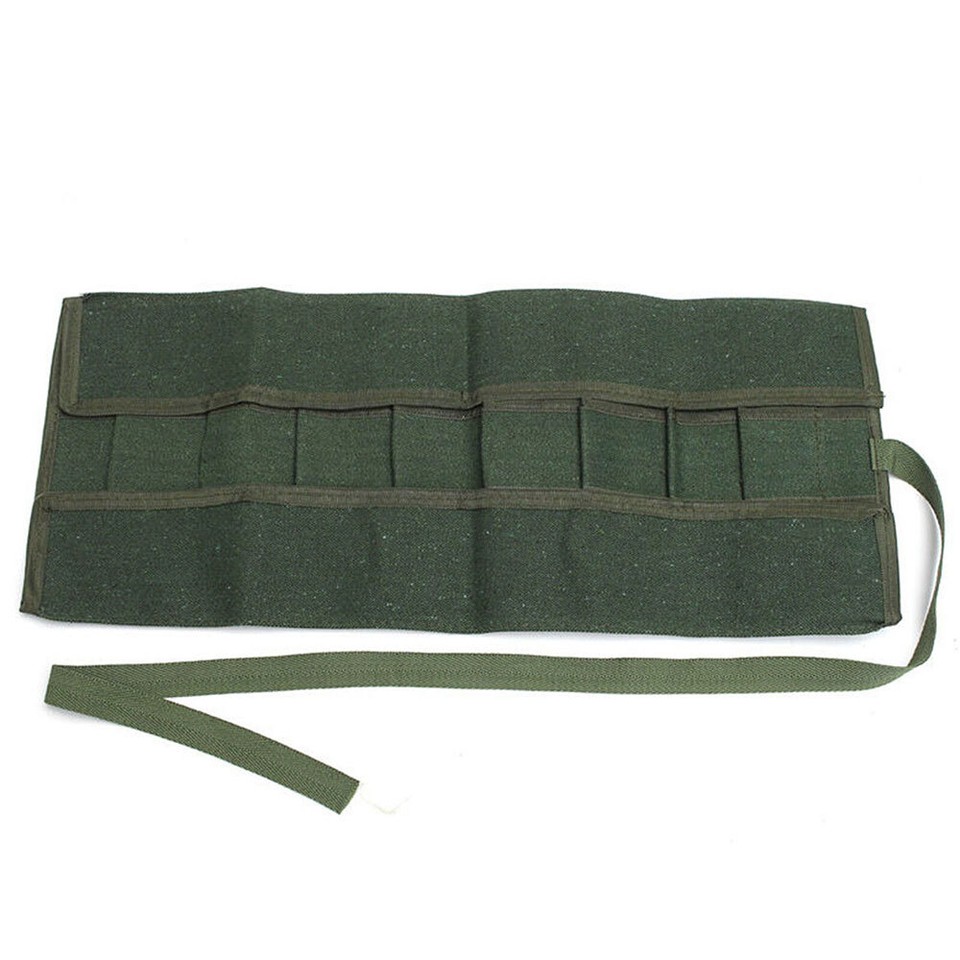 10 Pocket Canvas Spanner Wrench Tool Roll Up storage bag Organizer ...
