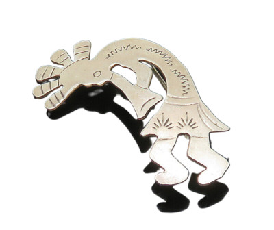 HENRY BACA NAVAJO 925 Silver Vintage Kokopelli Dancer Brooch Pin BP7858 ...