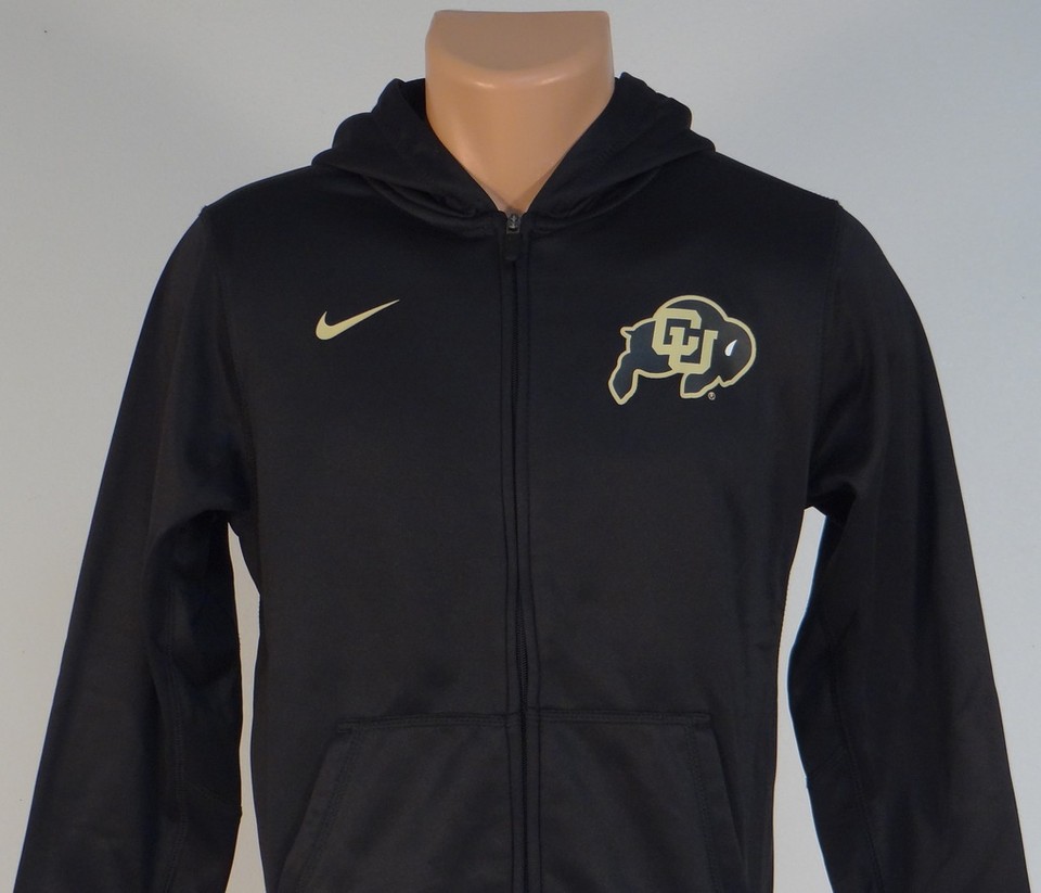 Nike ThermaFit Colorado CU Buffs Black Hooded Track Jacket Hoodie Youth ...