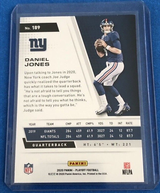 Daniel Jones 2020 Playoff Football Card | eBay