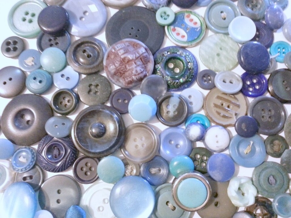Lot 100 Mixed Assorted BLUE Vintage & New Buttons | eBay