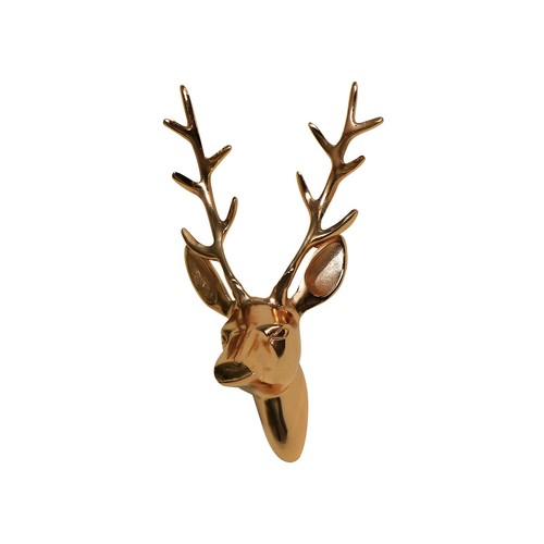 Polished copper metal stag deer head wall mounted vintage modern home ...