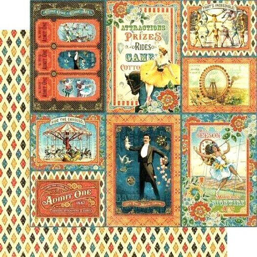 Graphic 45 Come One Come All 8" Cardstock PICK Show Prize Gala Fun ...