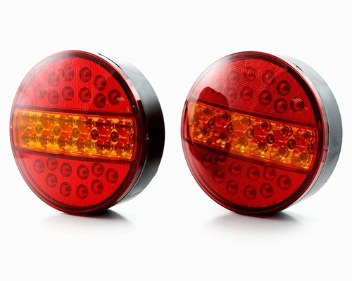 2x 12V LED REAR ROUND HAMBURGER TAIL LAMP LIGHTS LORRY TRUCK CAR VAN ...