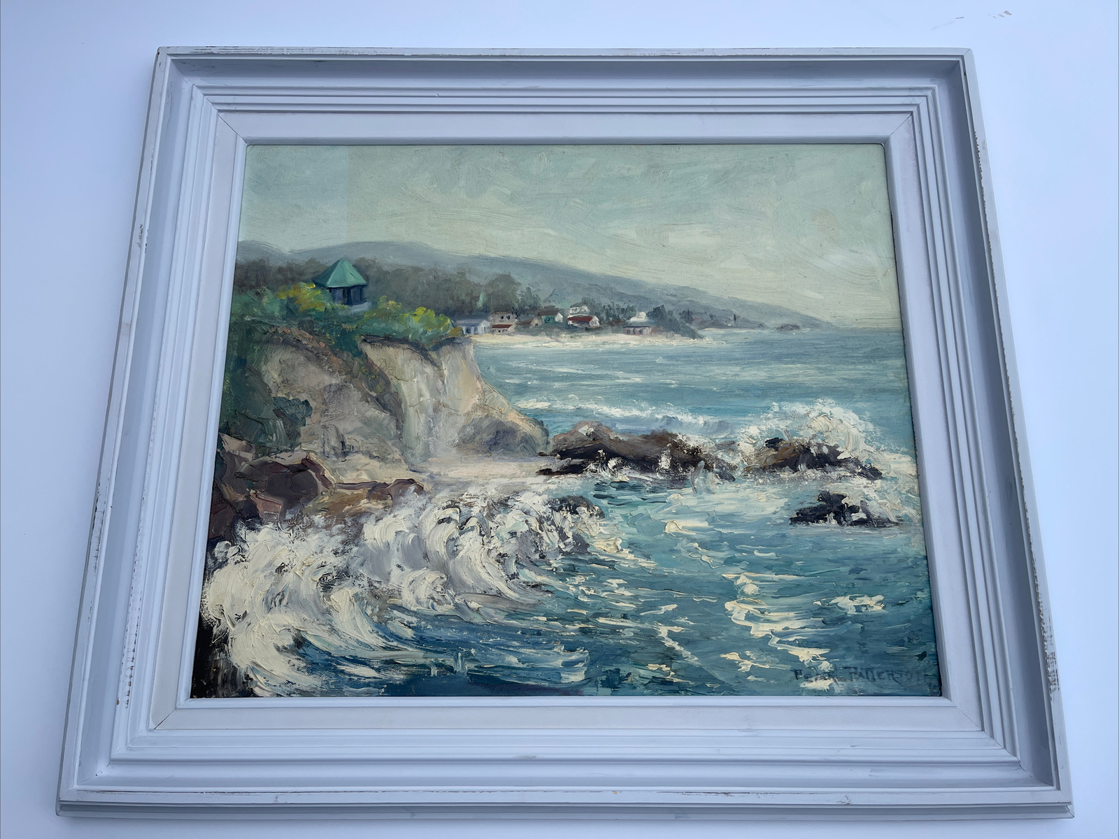 Antique Early California Landscape Painting Coastal Beach Surf ...