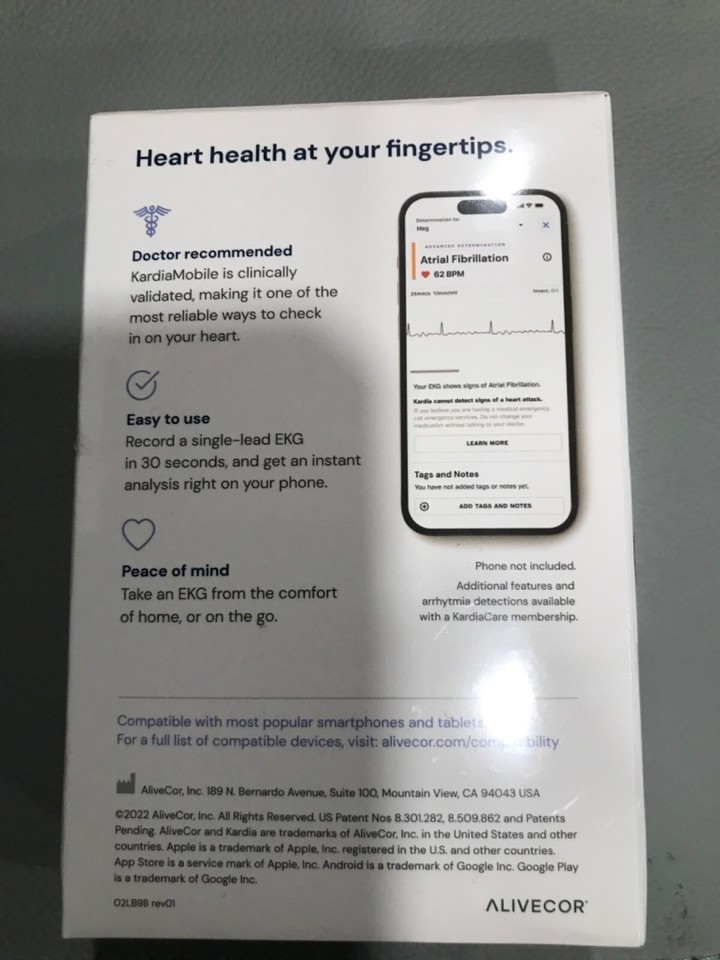 AliveCor AC-009-UA-DI KARDIAMOBILE WIRELESS PERSONAL EKG MONITOR NEW ...