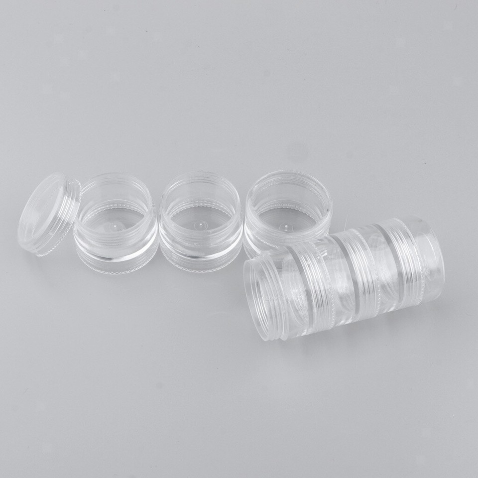 3 Sets 18 Empty STACKABLE INTERLOCKING Clear Storage Containers Round ...