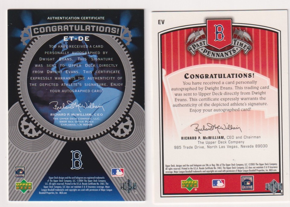 Dwight Evans Autographed lot 2004-05 Upper Deck Red Sox HOFer | eBay