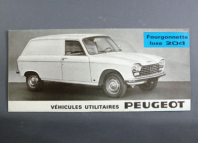 BROCHURE PUBLICITAIRE PEUGEOT 204 FOURGONNETTE LUXE AUTOMOBILE DEPLIANT ...