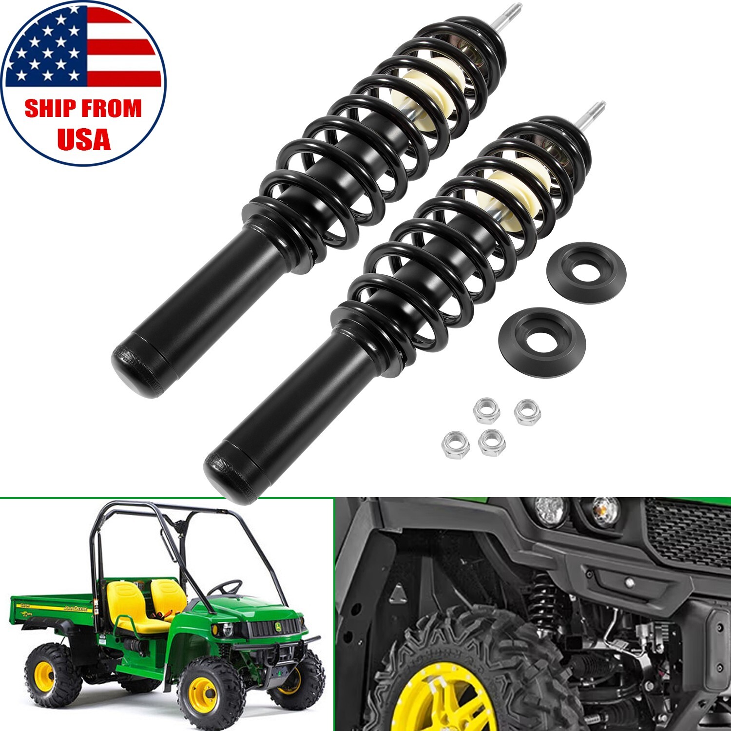 2 Front Coil-Over Shocks With Bushings Fit John Deere HPX Gator XUV620i ...